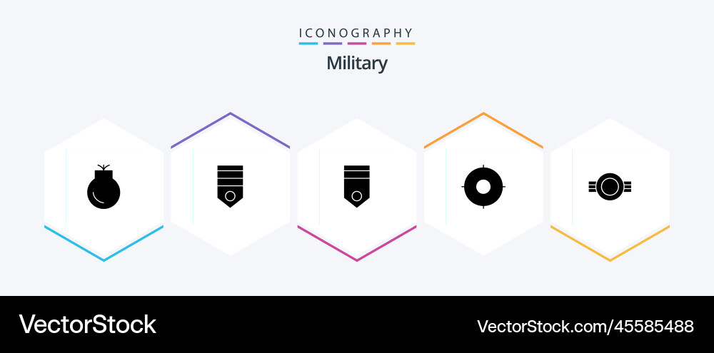 Military 25 glyph icon pack including rank Vector Image