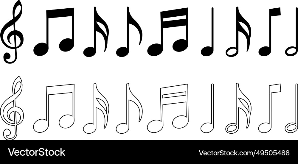 Music notes icon set song melody or tune flat Vector Image