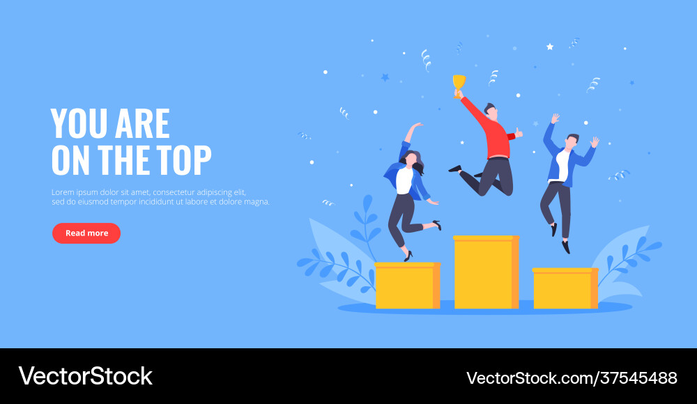 People standing on podium rank first three Vector Image