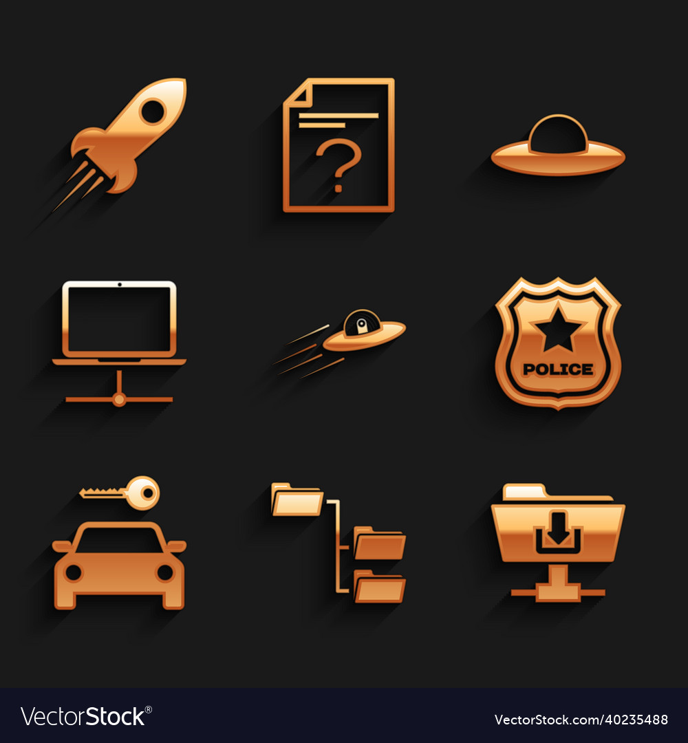 Set ufo flying spaceship and alien folder tree Vector Image Set ufo flying spaceship and alien folder tree Vector Image