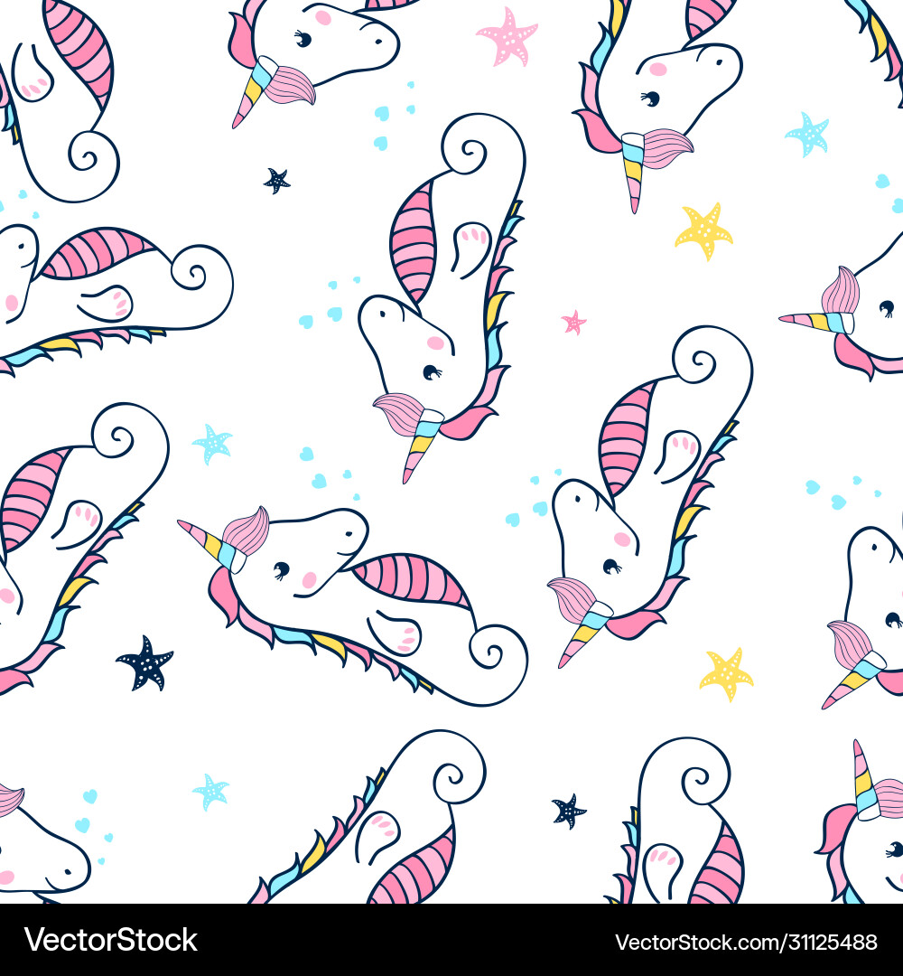 Sweet seahorse seamless Royalty Free Vector Image