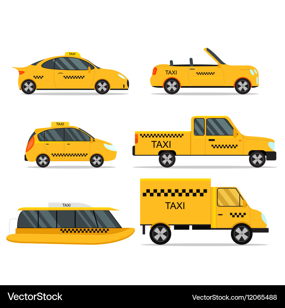 Taxi service car set Royalty Free Vector Image
