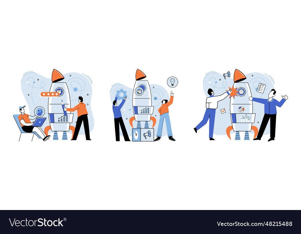 Team solving problems teamwork problem Royalty Free Vector
