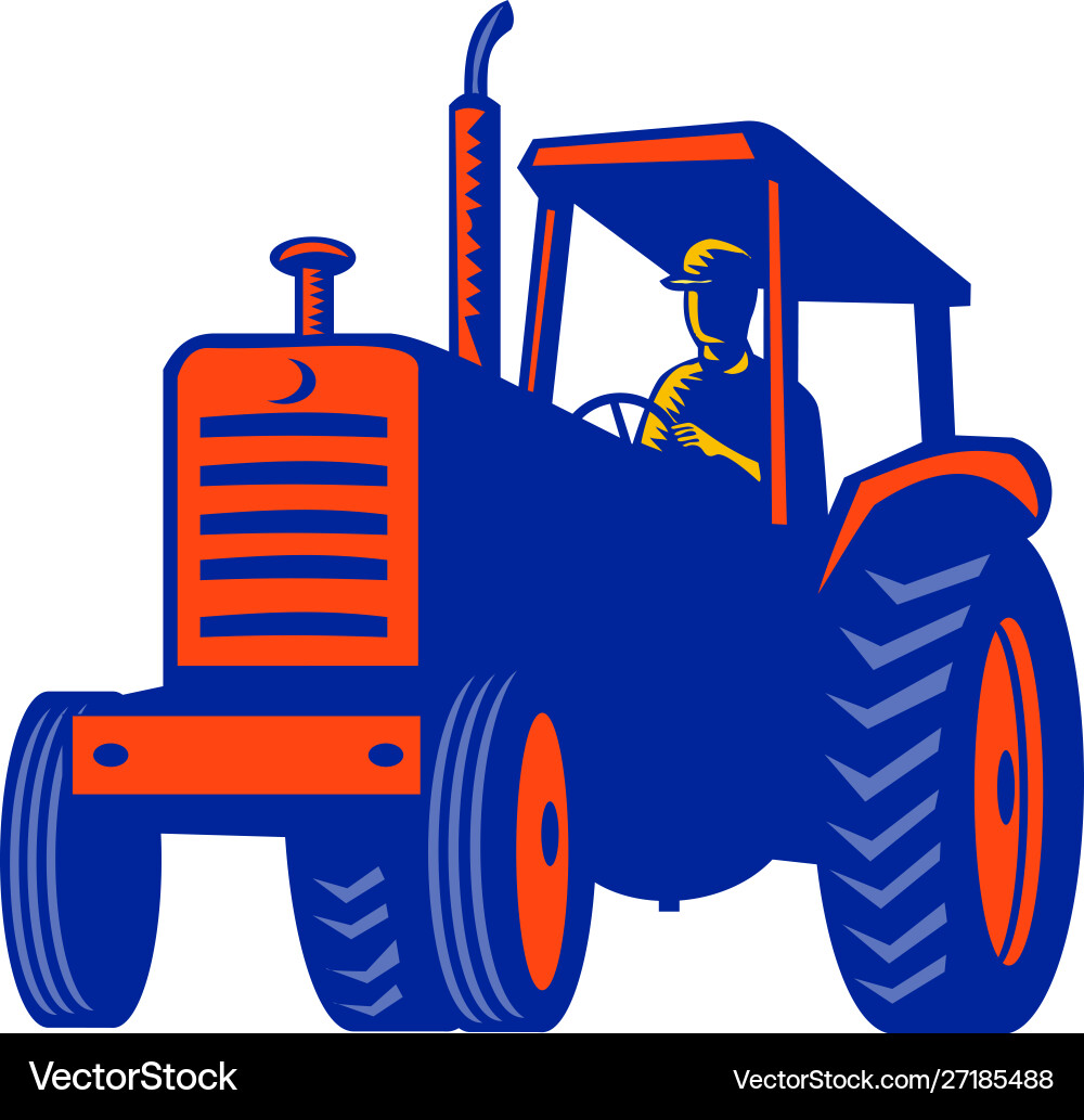 Vintage farm tractor retro Royalty Free Vector Image