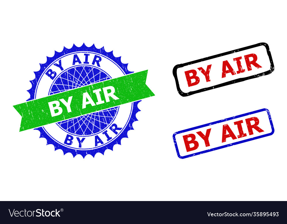Air rosette and rectangle bicolor seals Royalty Free Vector
