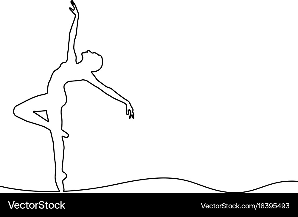 Ballerina dancing outline black Royalty Free Vector Image
