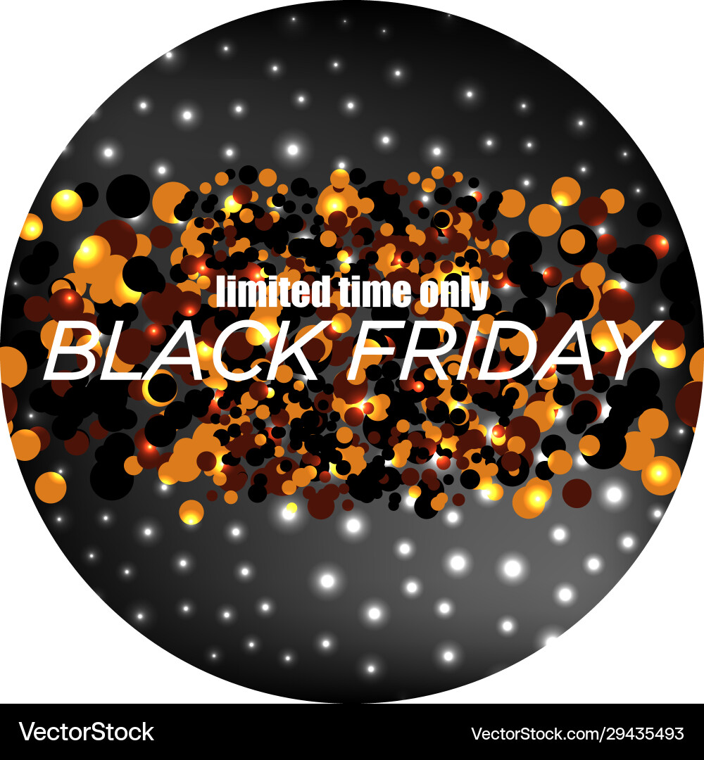Black friday logo on circles and light bulbs Vector Image