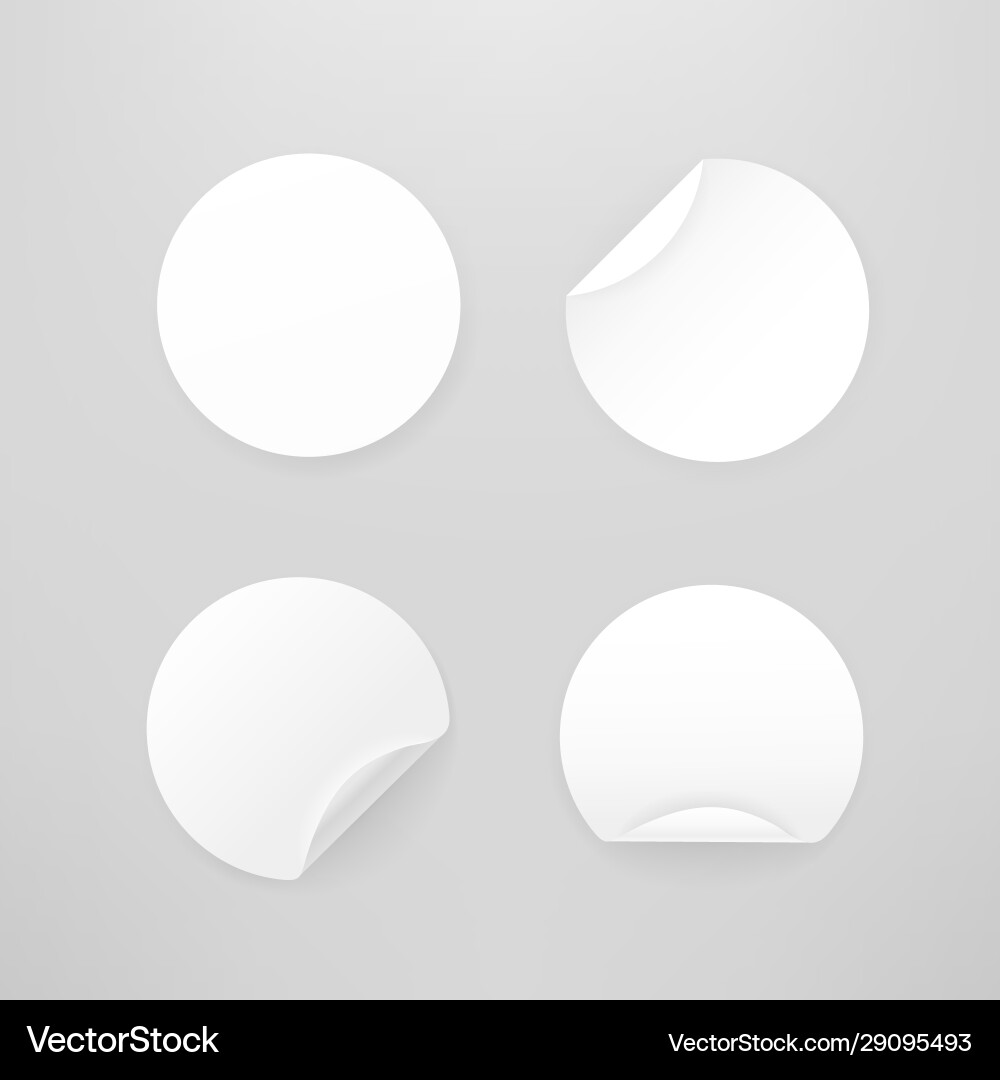 Blank white paper circular stickers collection Vector Image