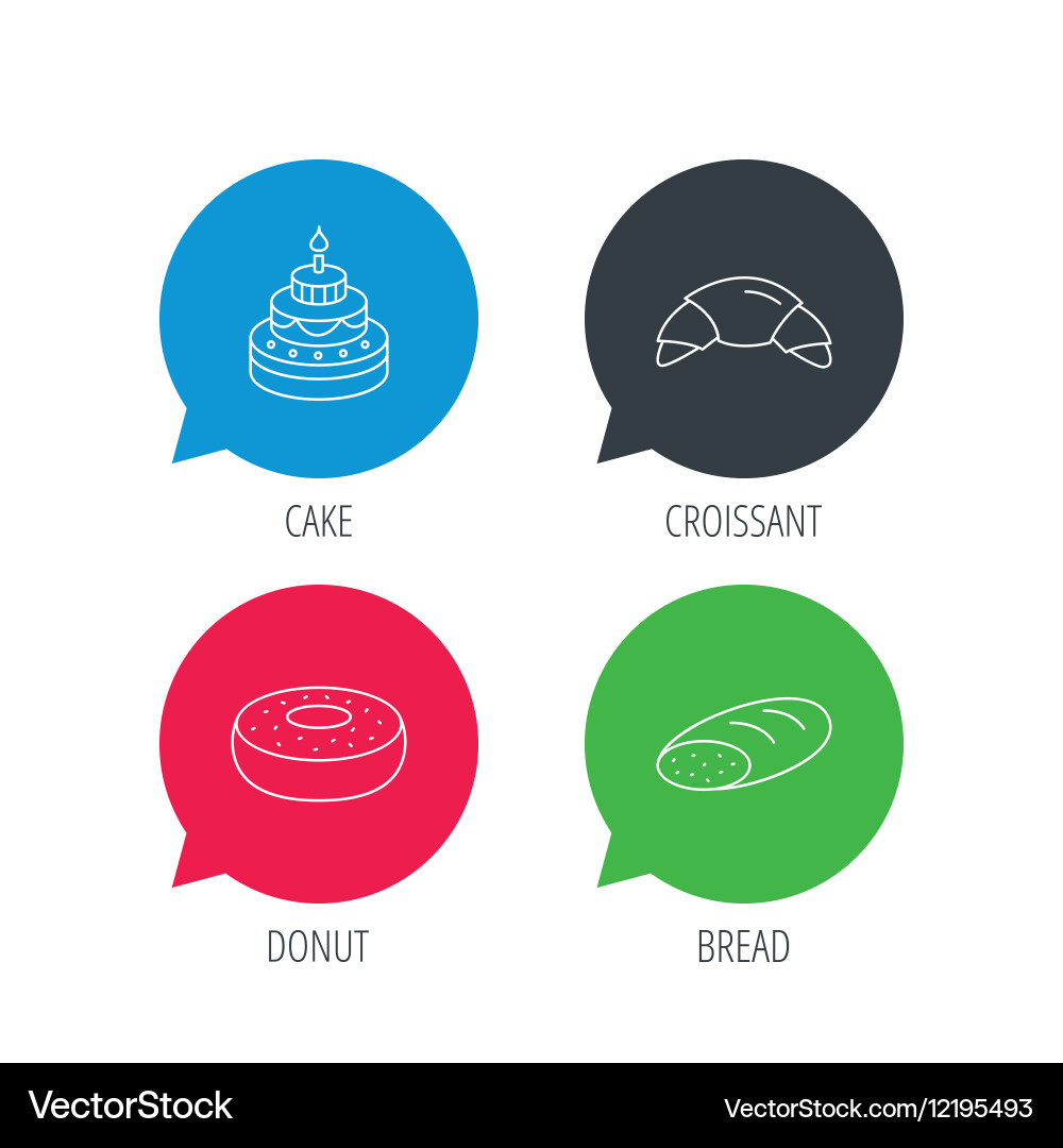 Croissant cake and bread icons Royalty Free Vector Image