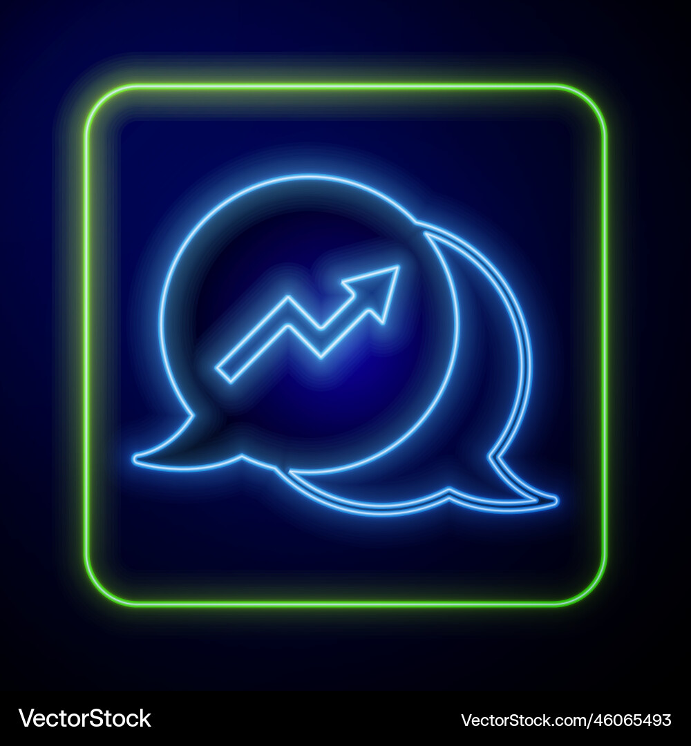 Glowing neon financial growth increase icon Vector Image