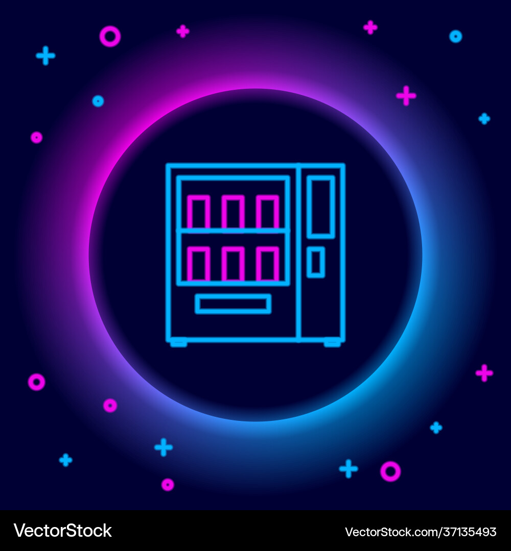 Glowing neon line vending machine food Royalty Free Vector