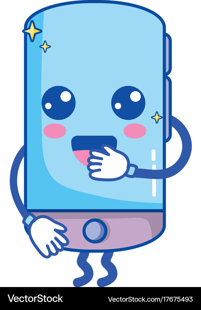 Kawaii cute happy smartphone technology Royalty Free Vector