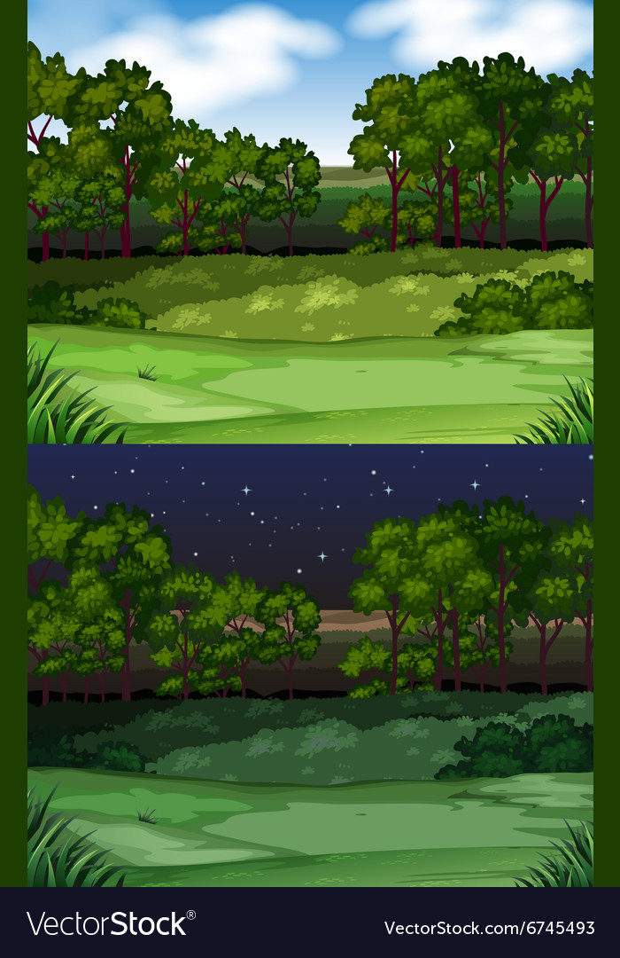 Nature scene with field and trees Royalty Free Vector Image