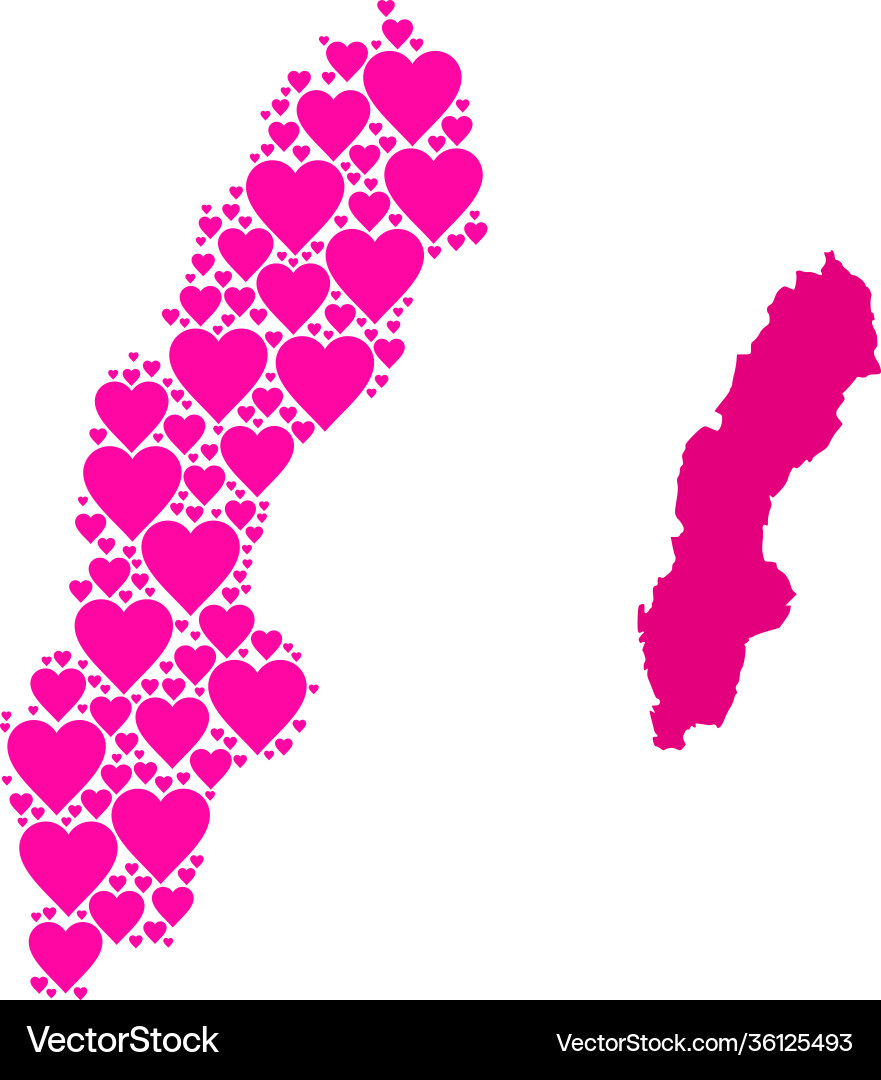 Pink lovely collage map sweden Royalty Free Vector Image