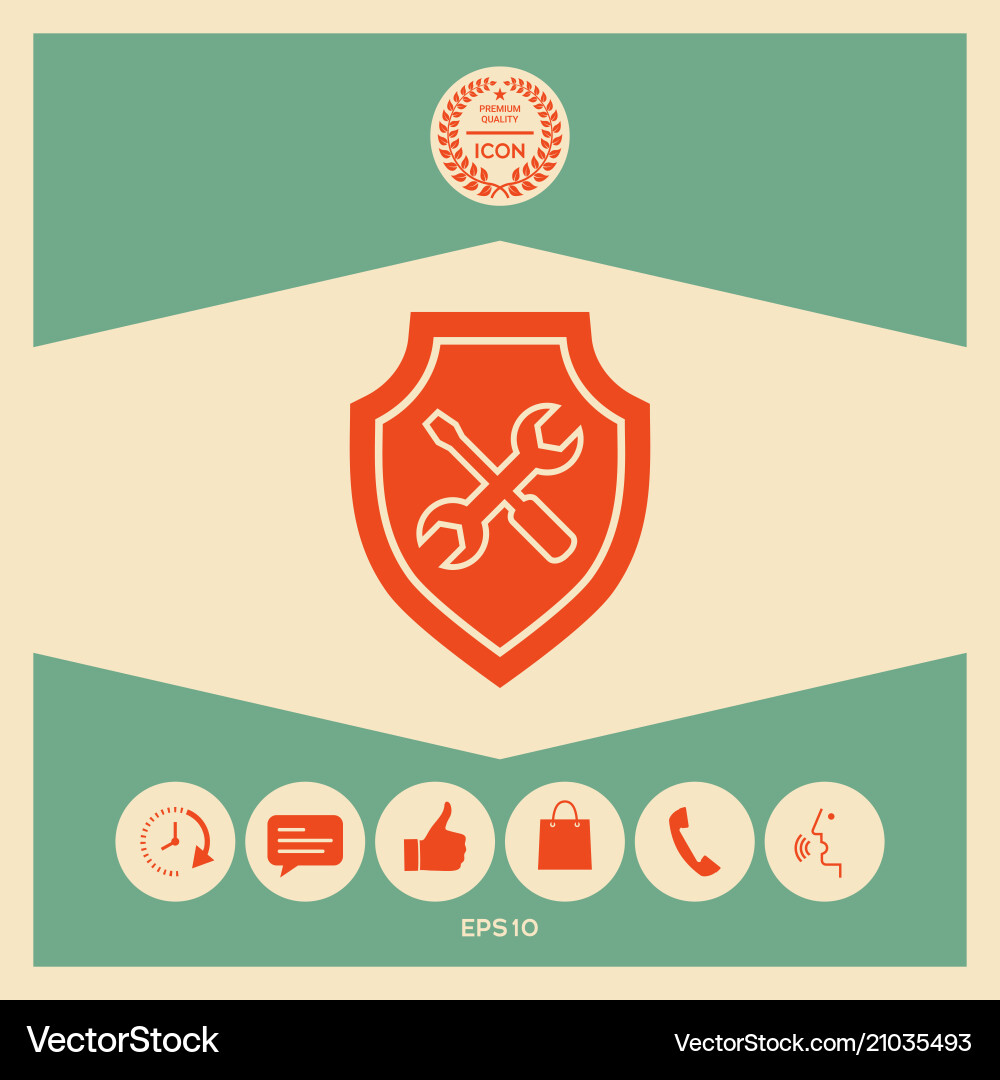 Service icon - shield with screwdriver and wrench Vector Image