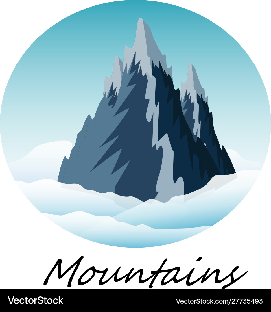 Snow-capped mountains in a winter landscape Vector Image