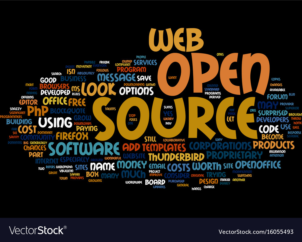 The benefits of open source text background word Vector Image
