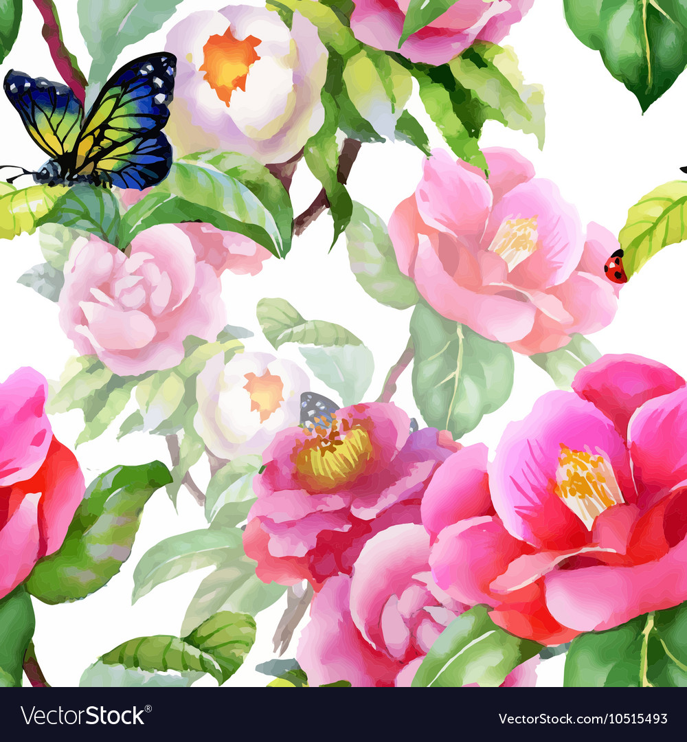 Vintage floral seamless on white background Vector Image