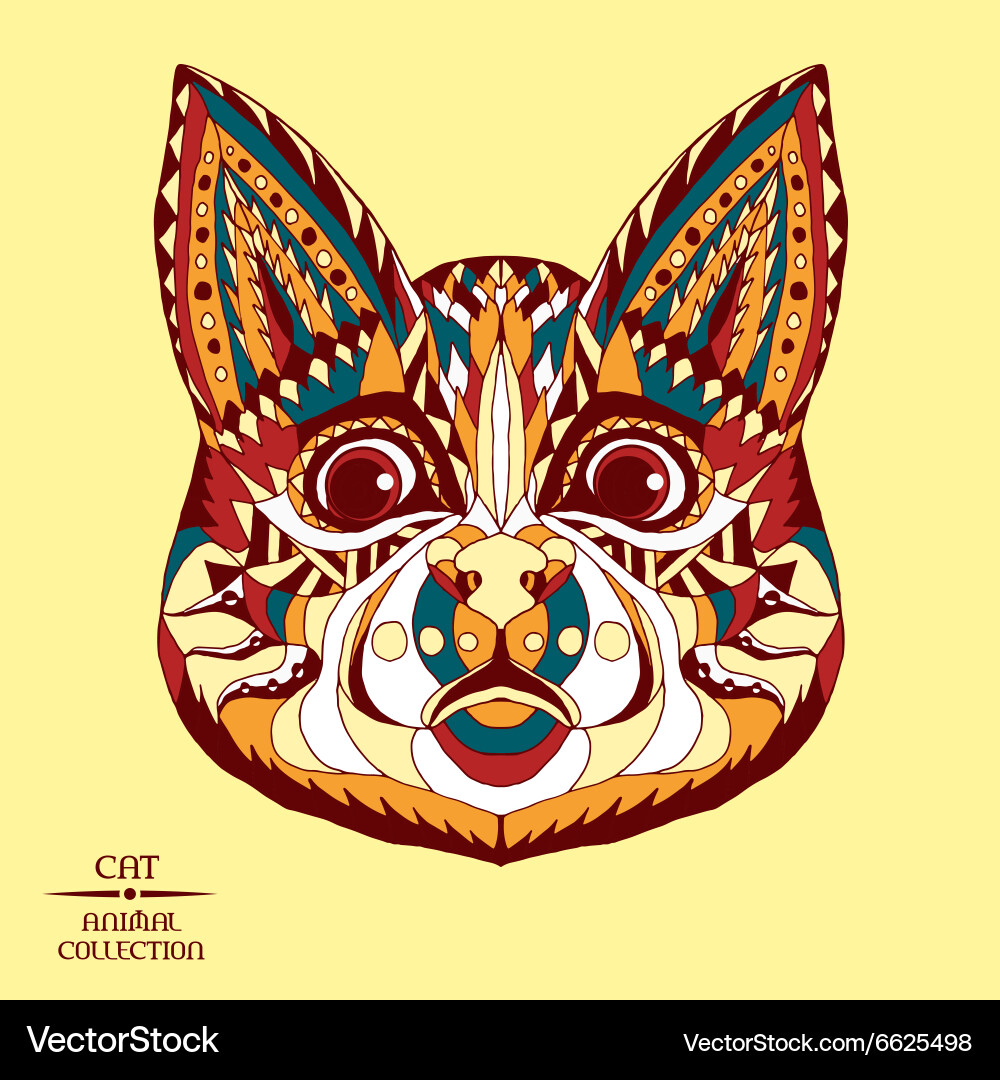 Entangle stylized cat sketch for tattoo or t Vector Image