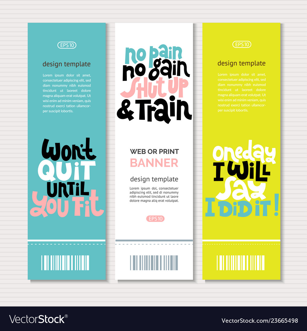 Fitness motivational quotes Royalty Free Vector Image