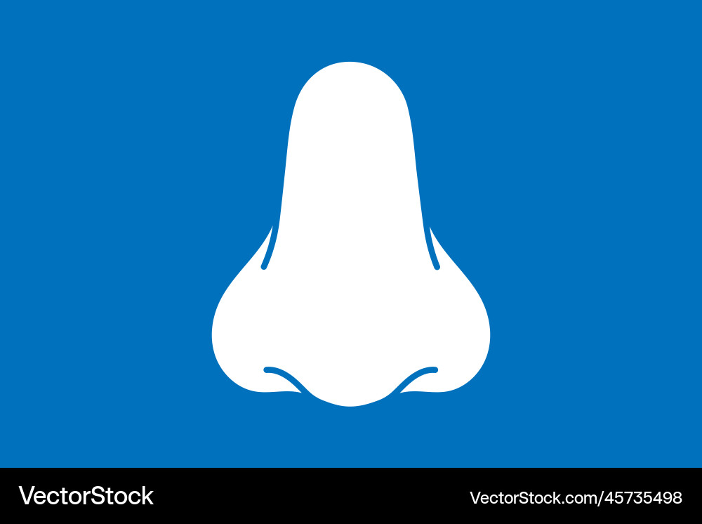 Human nose symbol isolated on blue background Vector Image