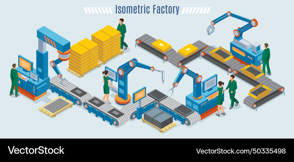 Isometric industrial factory template Royalty Free Vector