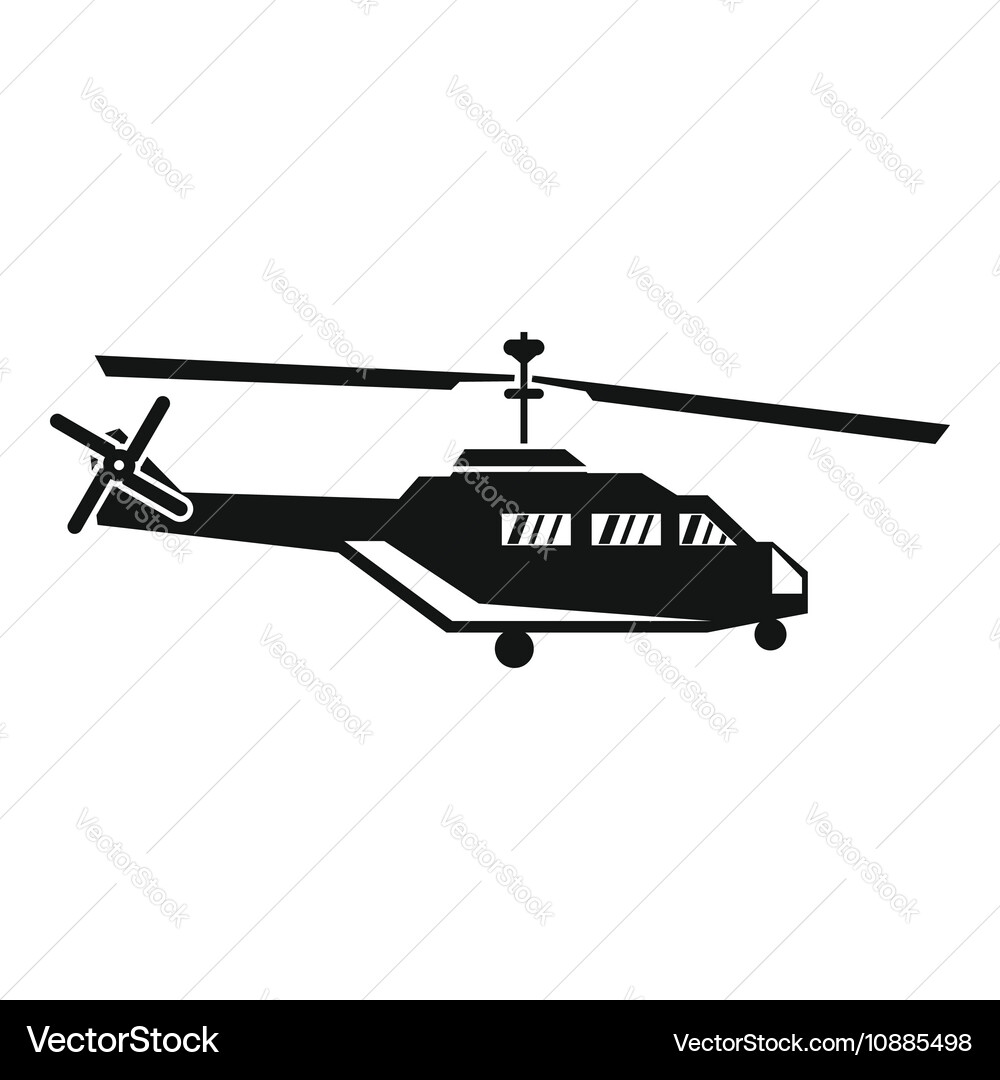 Military helicopter icon simple style Royalty Free Vector