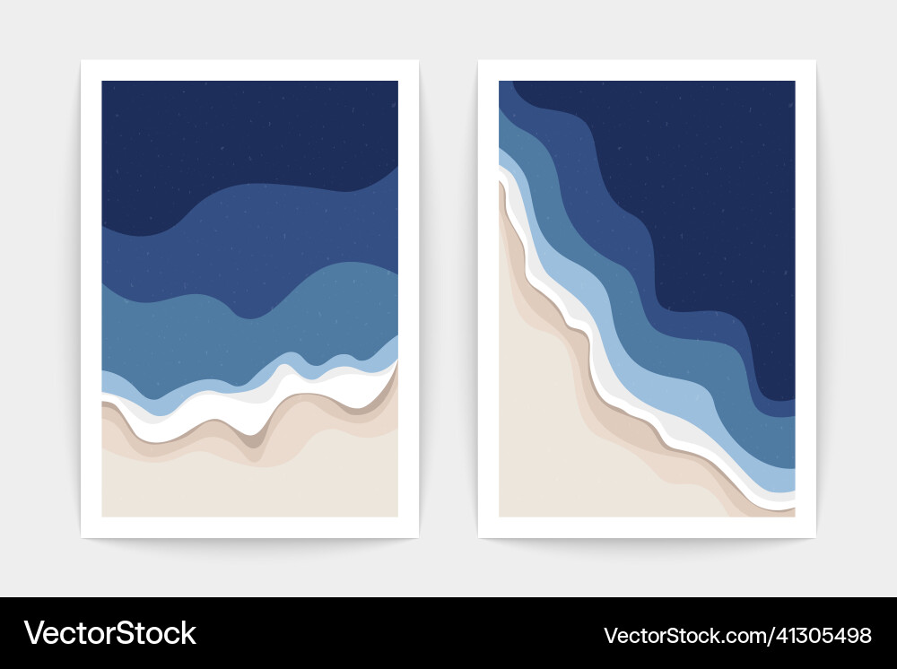 Ocean landscape posters top view sea waves from Vector Image