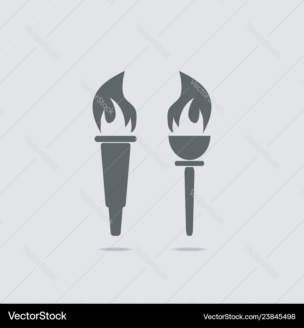 Set of two torches with fire Royalty Free Vector Image