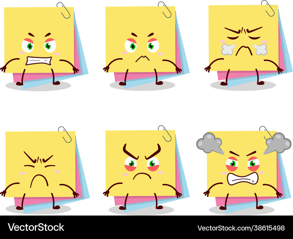 Sticky notes paper cartoon character with various Vector Image