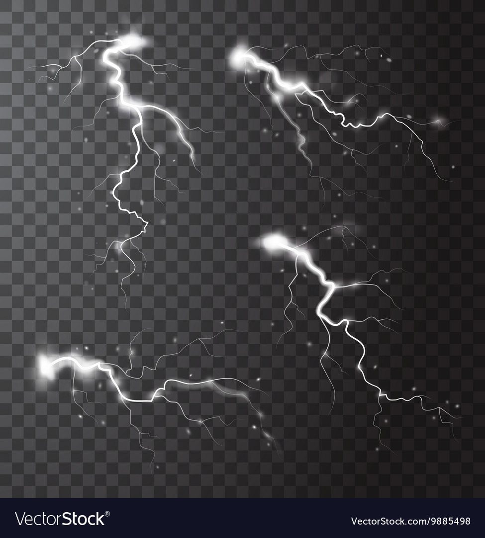 Thunderstorm realistic elements set Royalty Free Vector