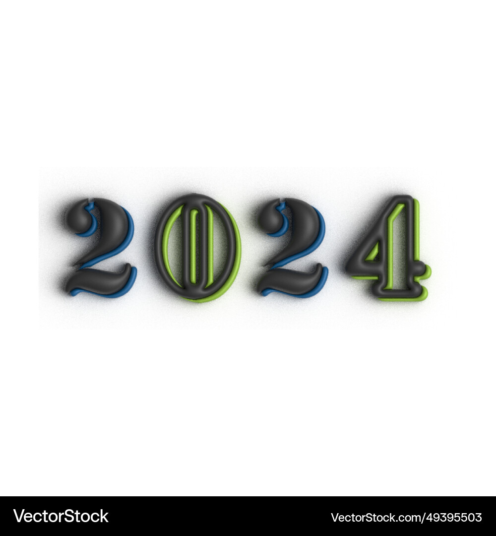 3d unique 2024 new year number design Royalty Free Vector