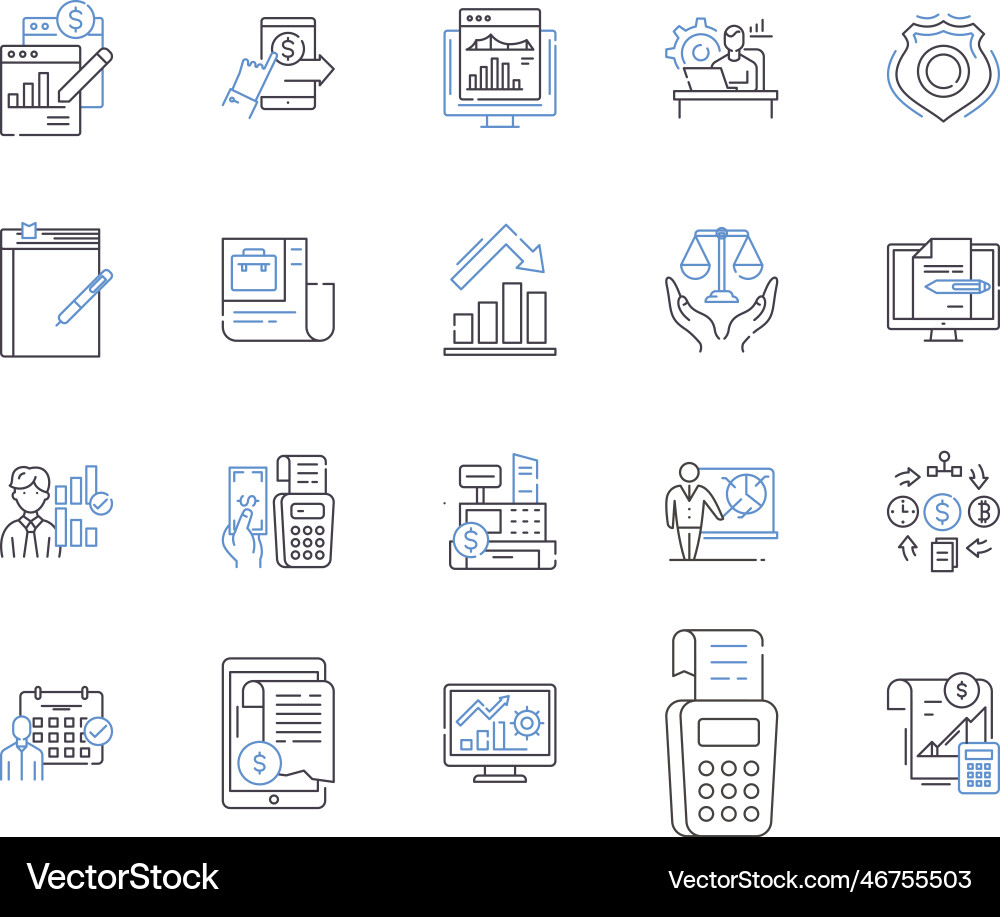 Accounting and documents outline icons collection Vector Image