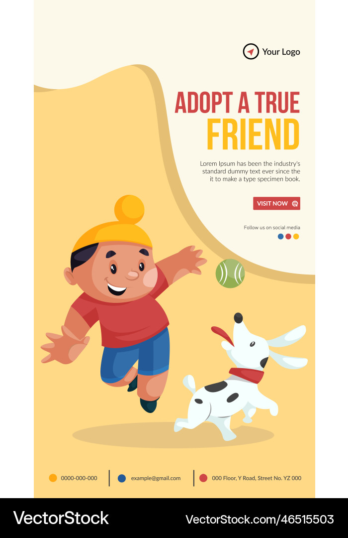 Adopt a true friend portrait template Royalty Free Vector