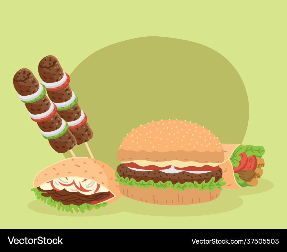 Arabic food symbol set Royalty Free Vector Image