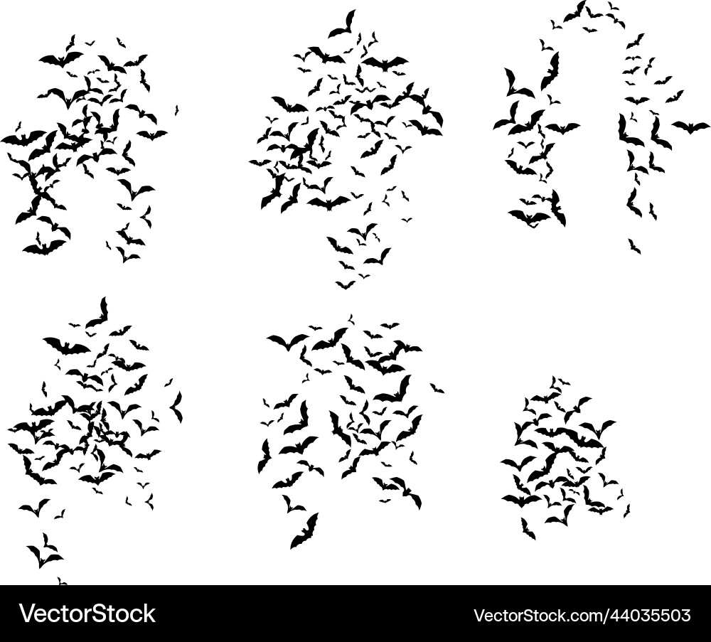 Bat swarm fliegende Silhouette halloween Vektorbild