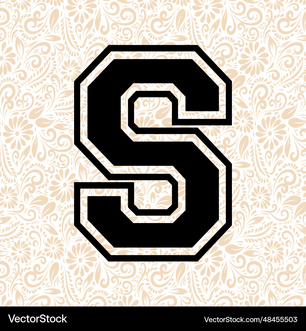 College Varsity Letter S - Black Royalty Free Vector Image