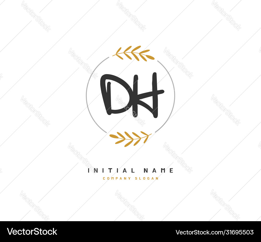 D h dh beauty initial logo handwriting logo Vector Image