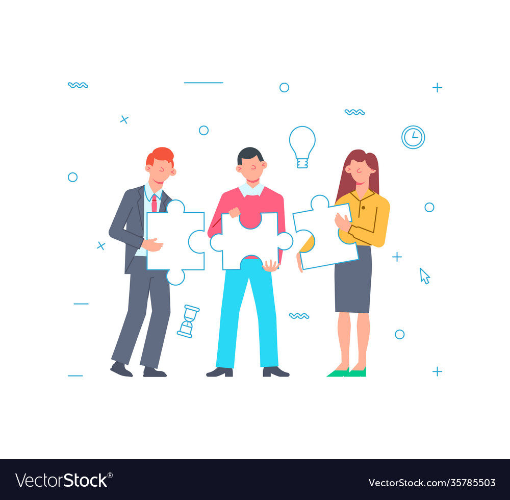 Flat team work Royalty Free Vector Image - VectorStock
