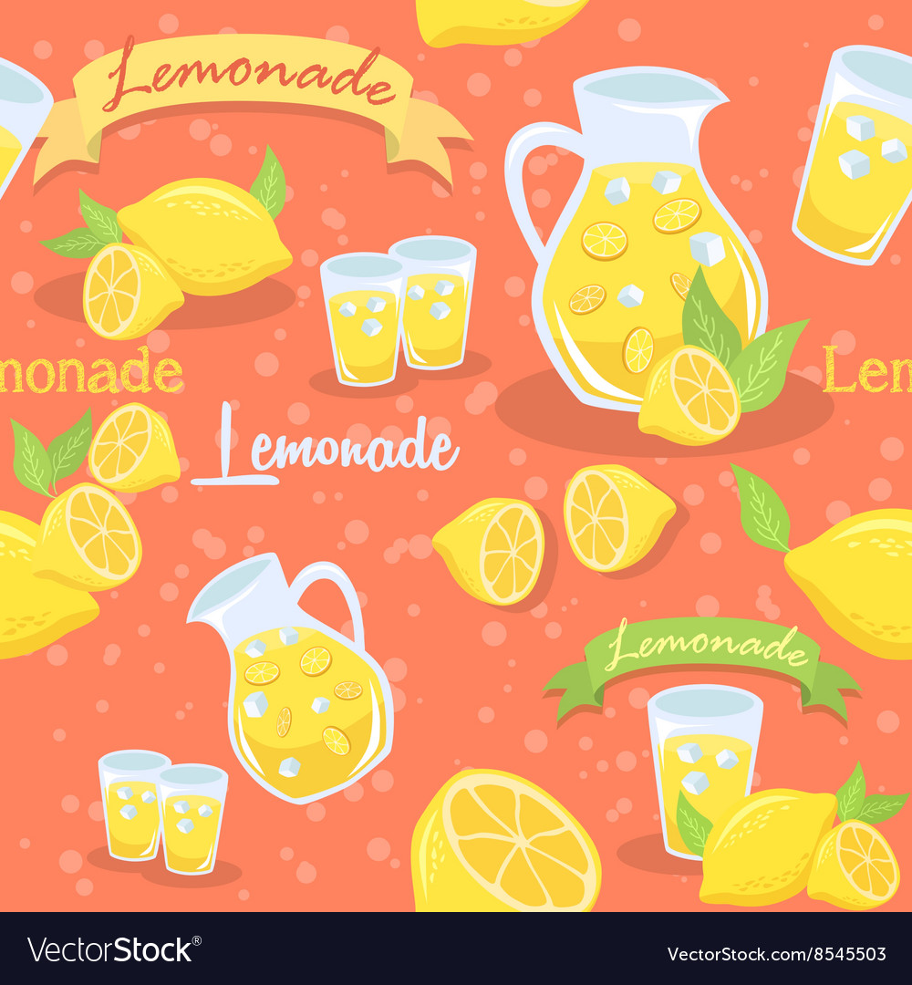 Lemonade seamless pattern orange Royalty Free Vector Image