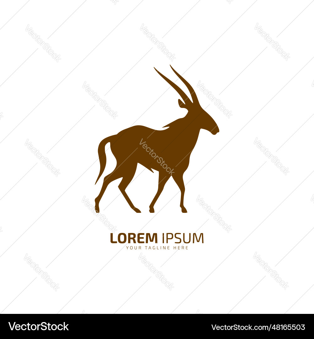 Oryx logo or goat silhouette logo template Vector Image