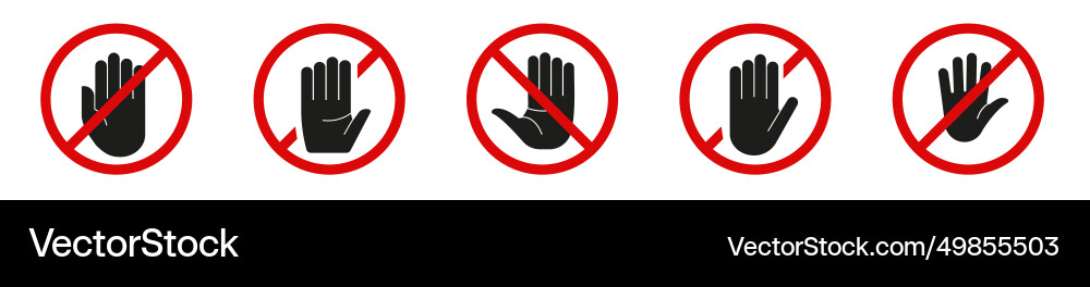 Restricted area crossed hand sign access denied Vector Image