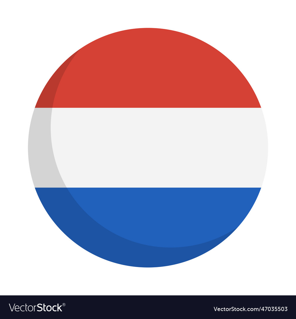 Round Dutch Flag Icon Or Netherlands Royalty Free Vector