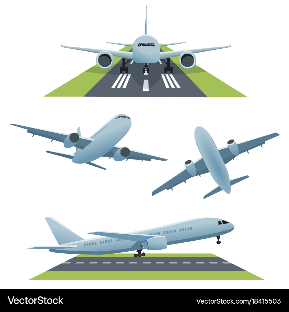 Set of planes in different views Royalty Free Vector Image