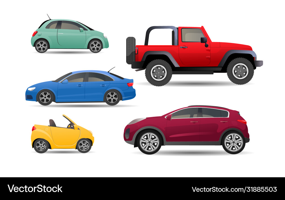 Set personal realistic cars Royalty Free Vector Image