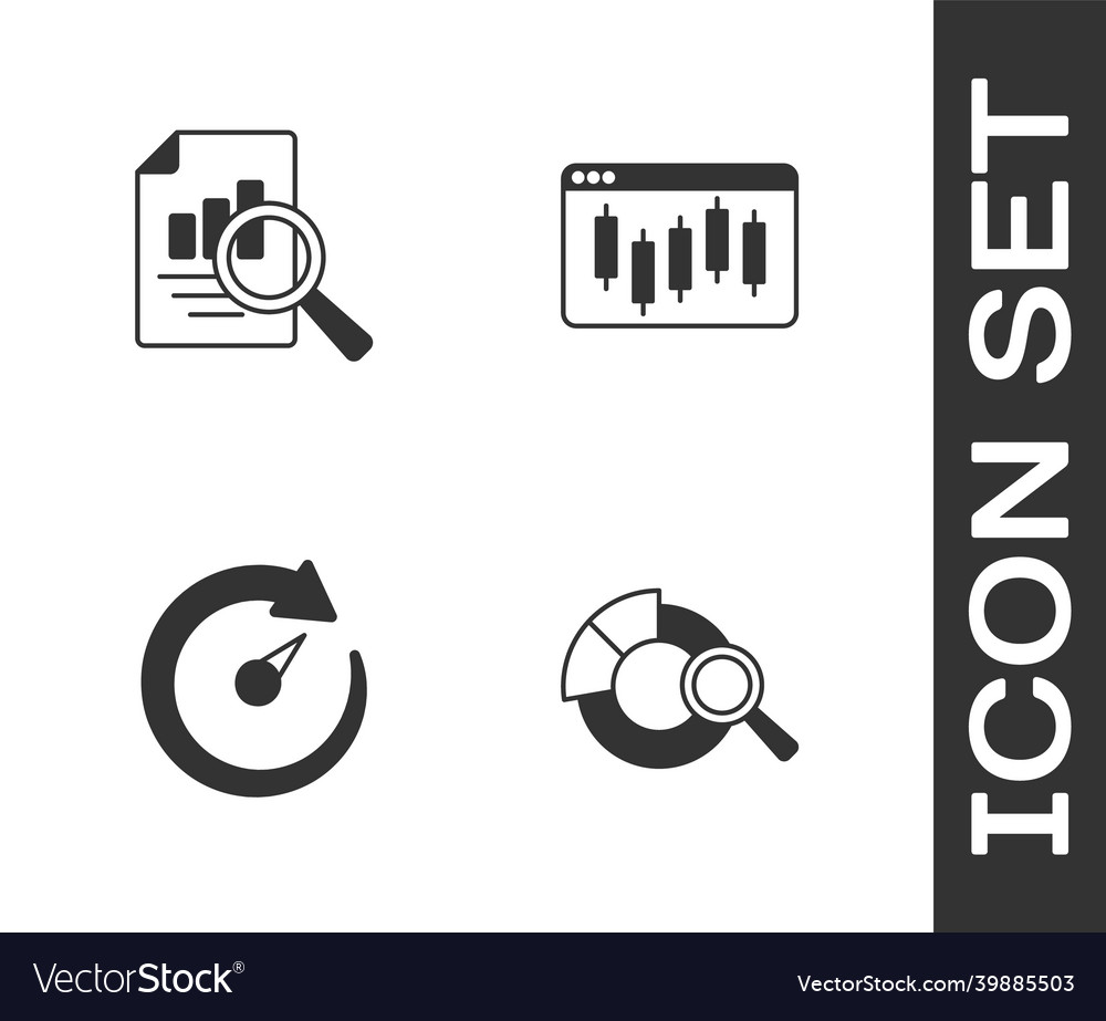 Set search data analysis document with graph Vector Image