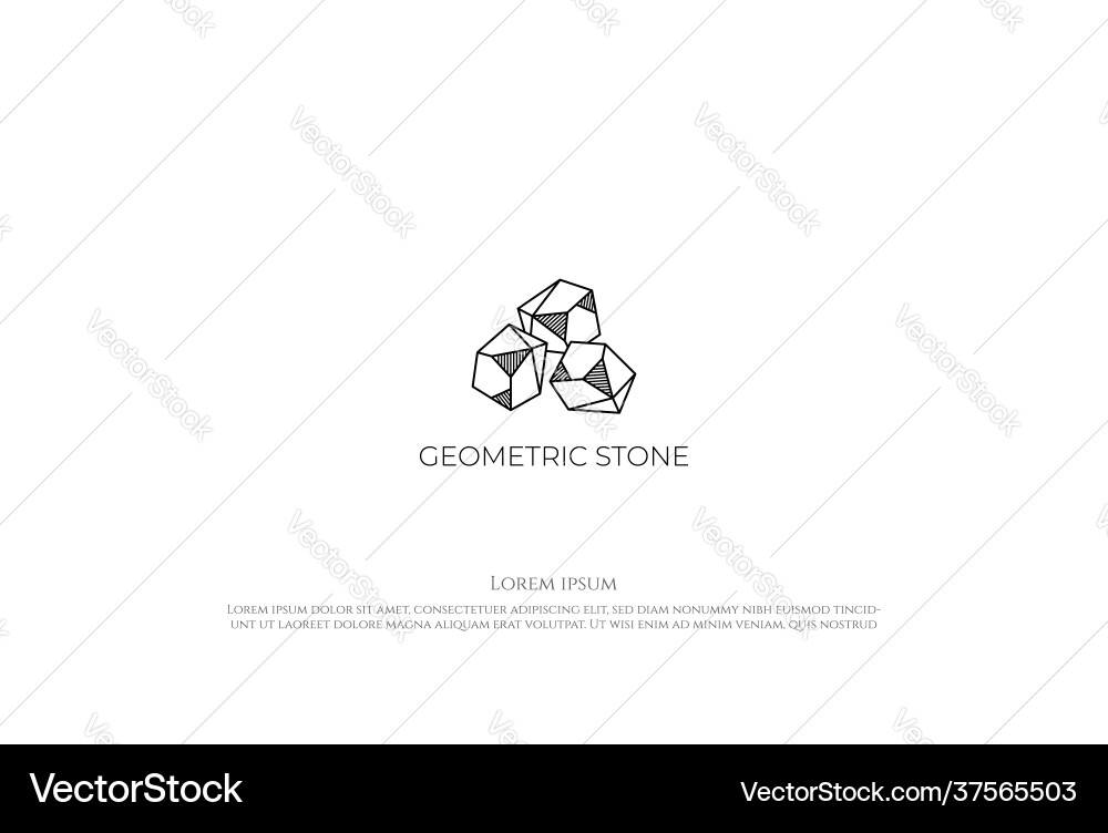Simple minimalist geometric gem stone rock logo Vector Image