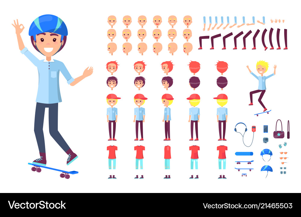 Skater constructor collection Royalty Free Vector Image