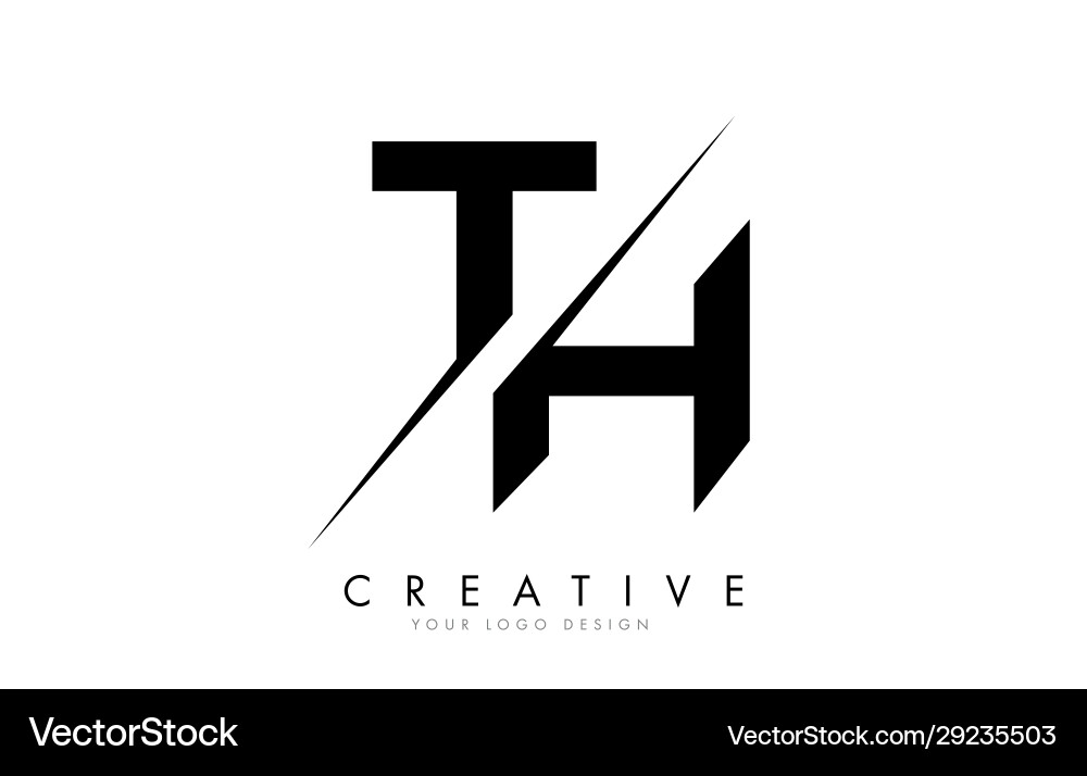 Th t h letter logo design with a creative cut Vector Image