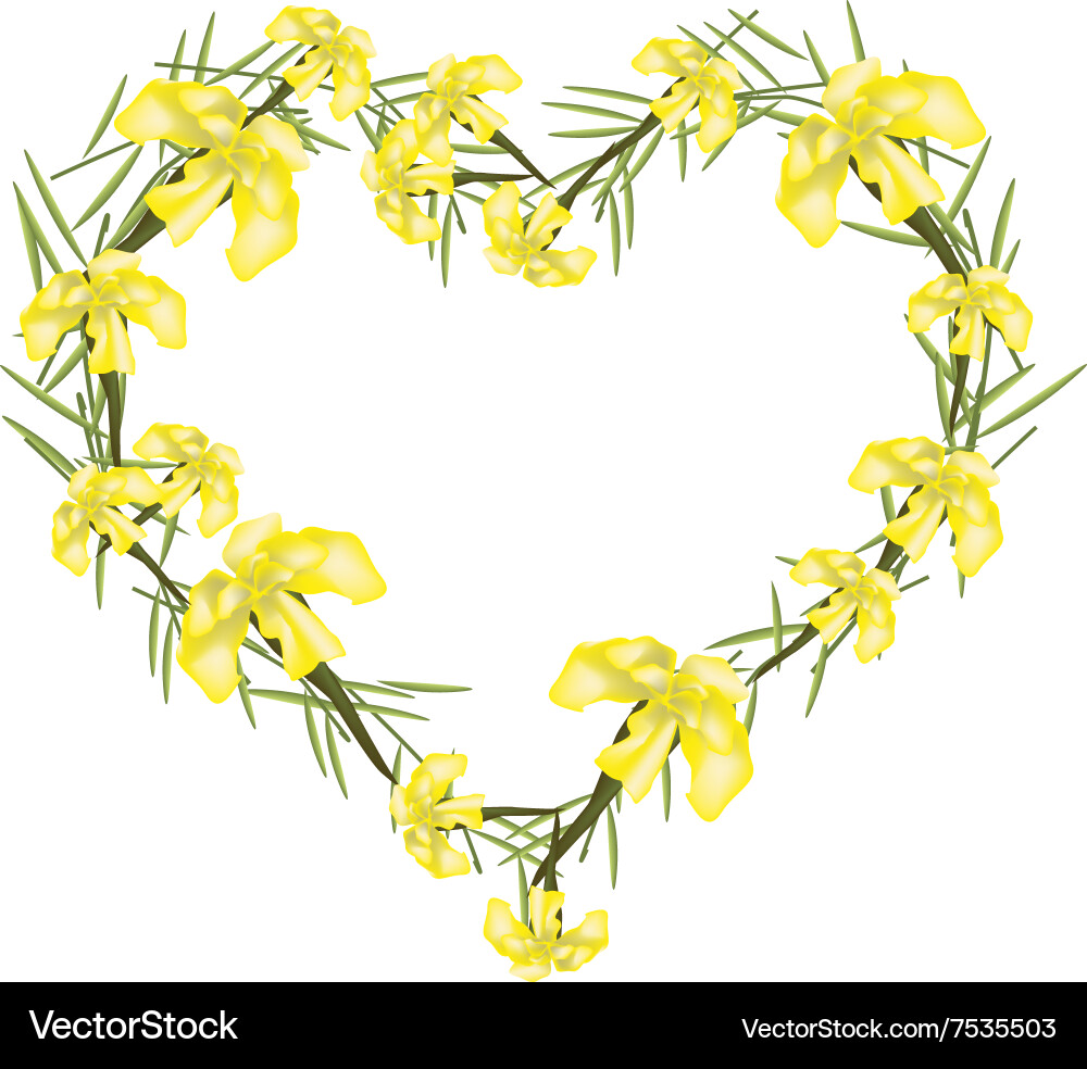 Yellow crape myrtle flowers in a heart shape Vector Image